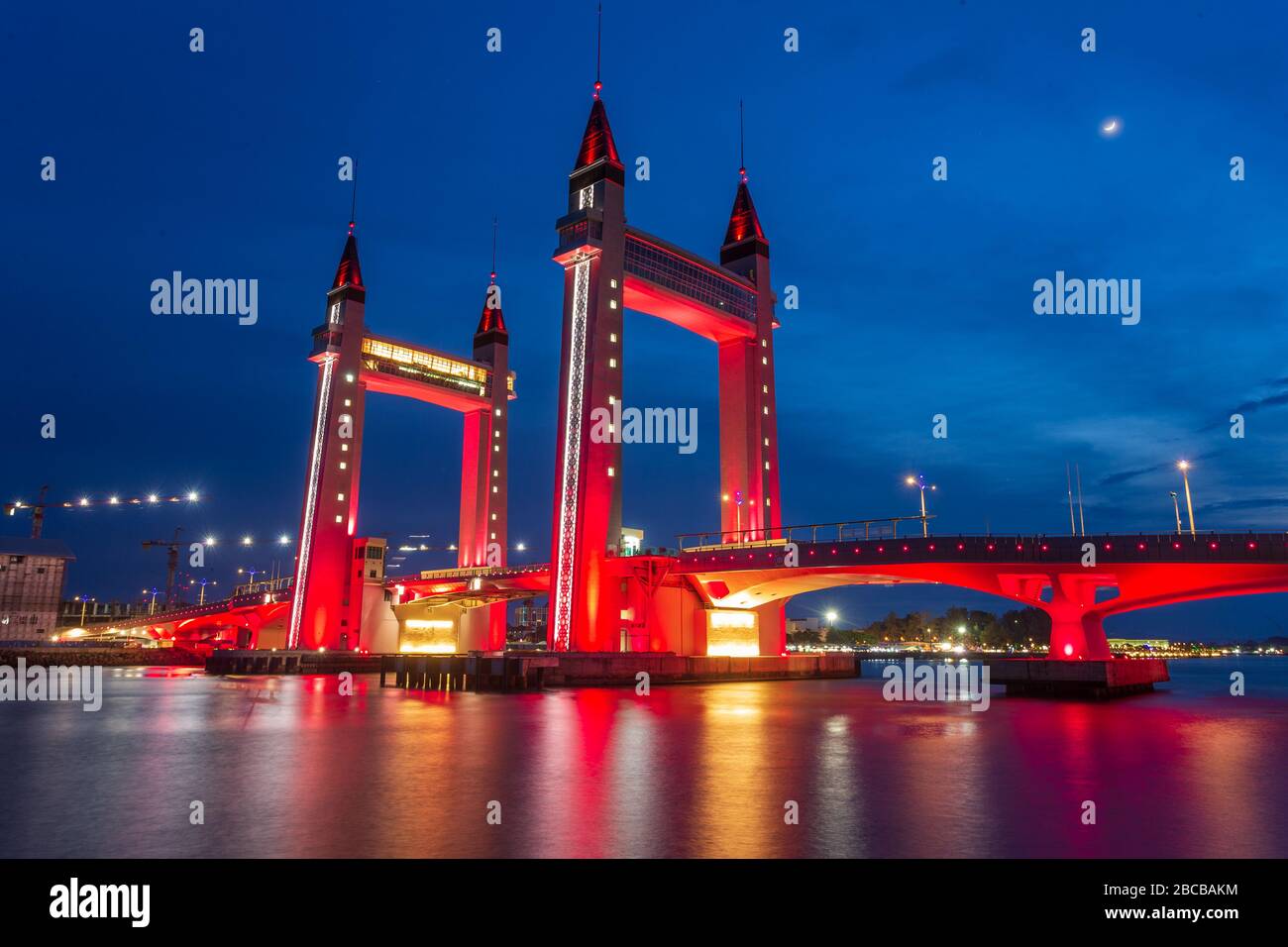 The iconic drawbridge located across the river in the Terengganu ...
