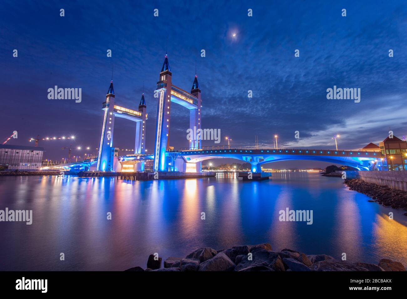The iconic drawbridge located across the river in the Terengganu ...