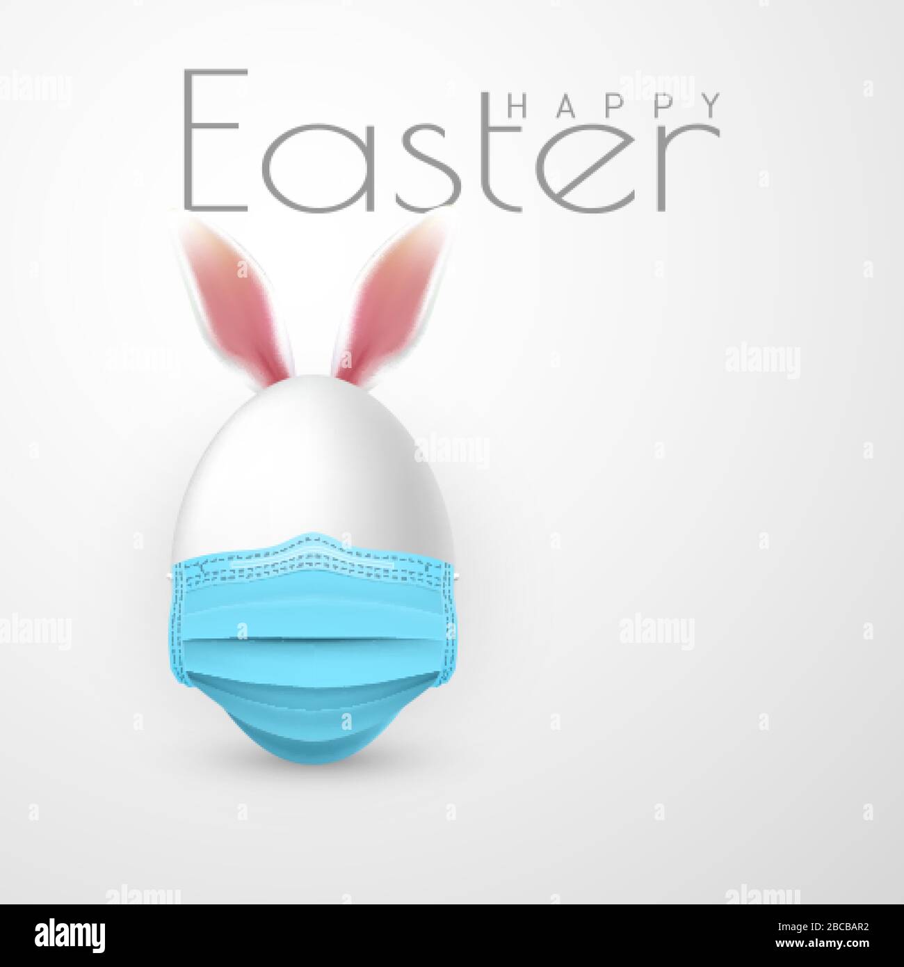 Happy Easter. Easter egg in medical face mask on white background ...