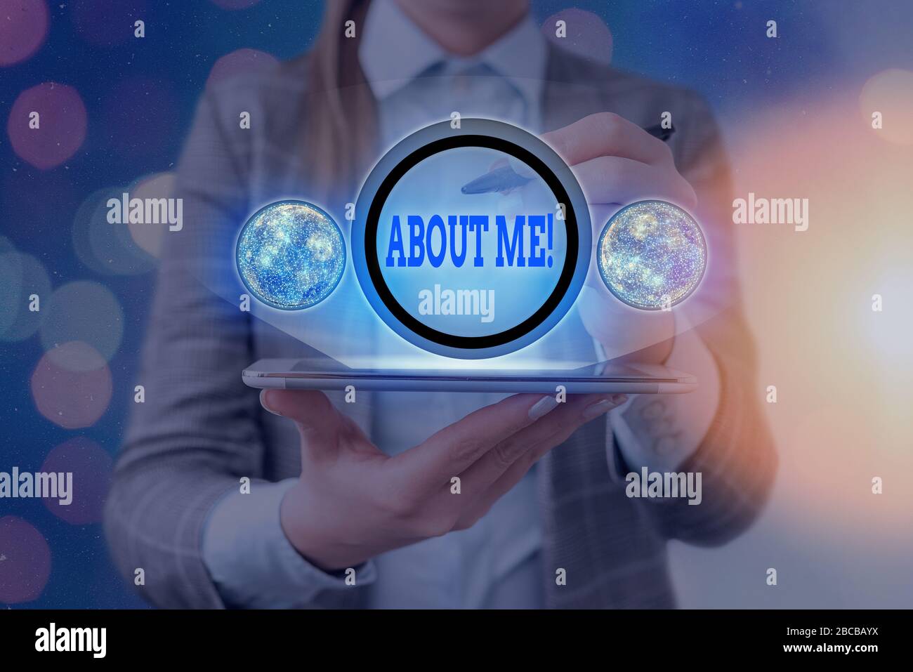 Text sign showing About Me. Business photo text telling someone list of ...