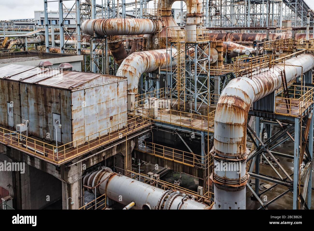 scene and details of an abandoned steel furnace building Stock Photo ...
