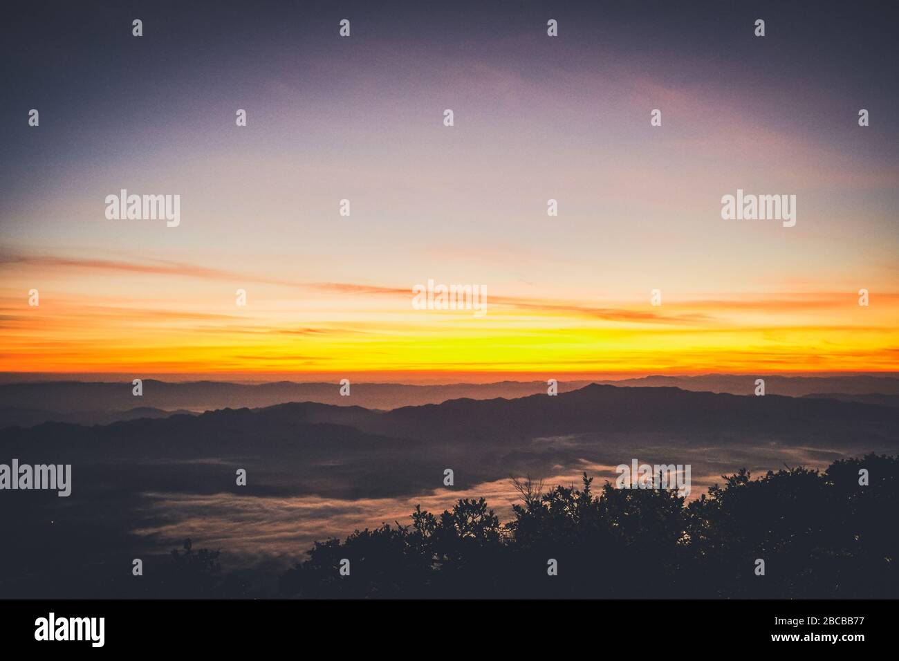 sky shading in the morning from orange to blue Stock Photo - Alamy