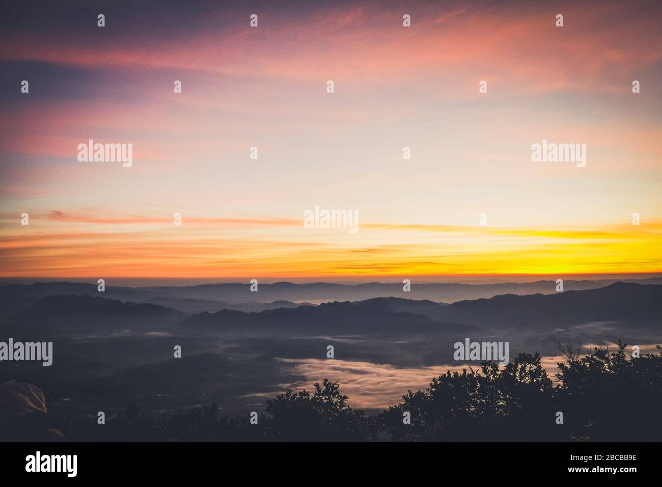 sky shading in the morning from orange to blue Stock Photo - Alamy