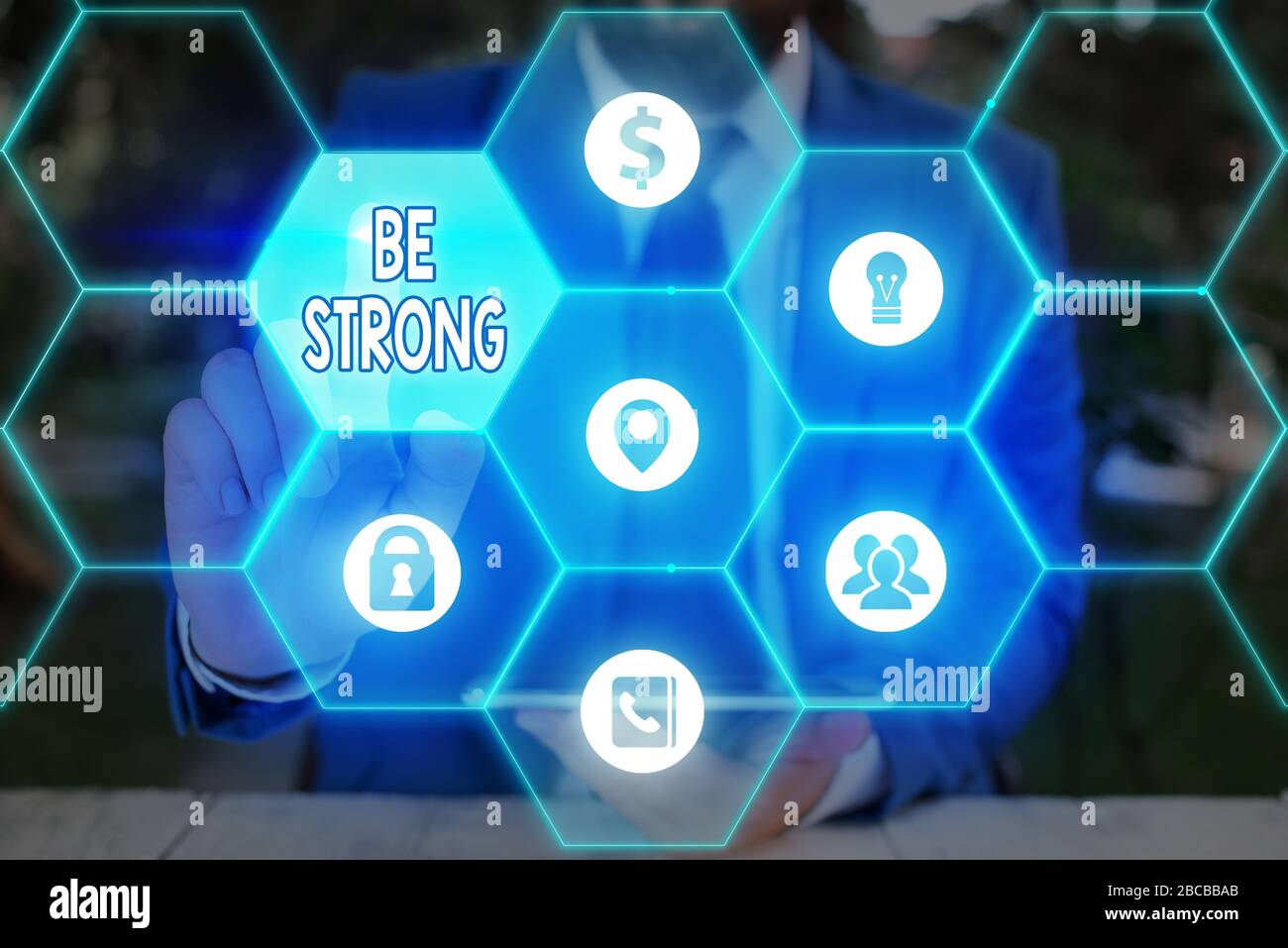 Text sign showing Be Strong. Business photo text able to withstand ...