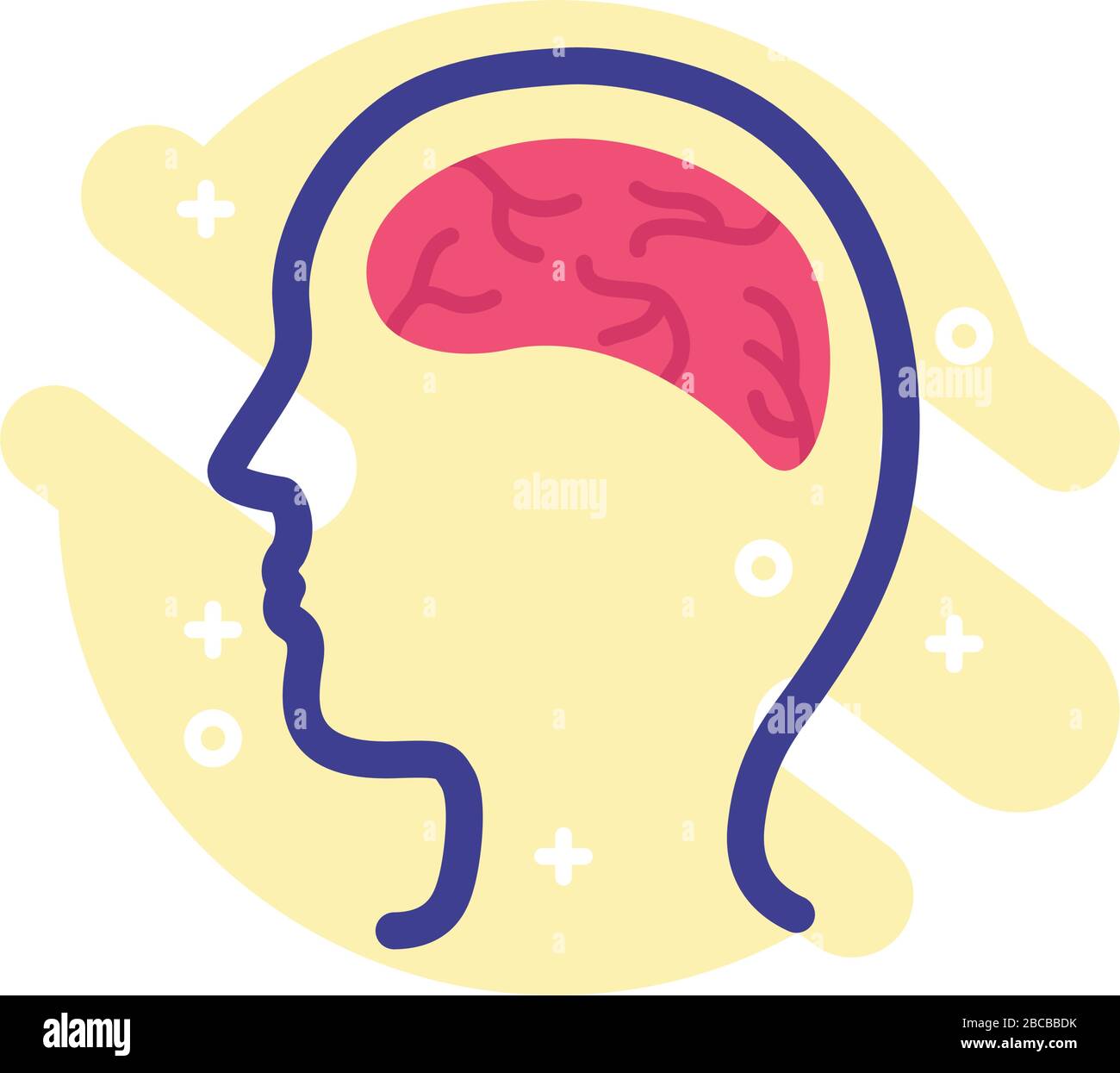 profile with brain mental health line style icon Stock Vector Image ...