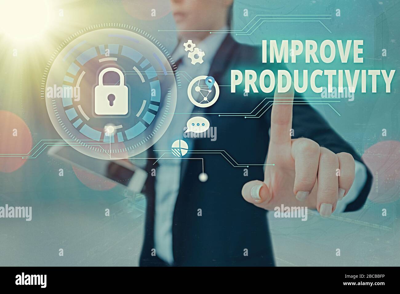Text sign showing Improve Productivity. Business photo text to increase ...