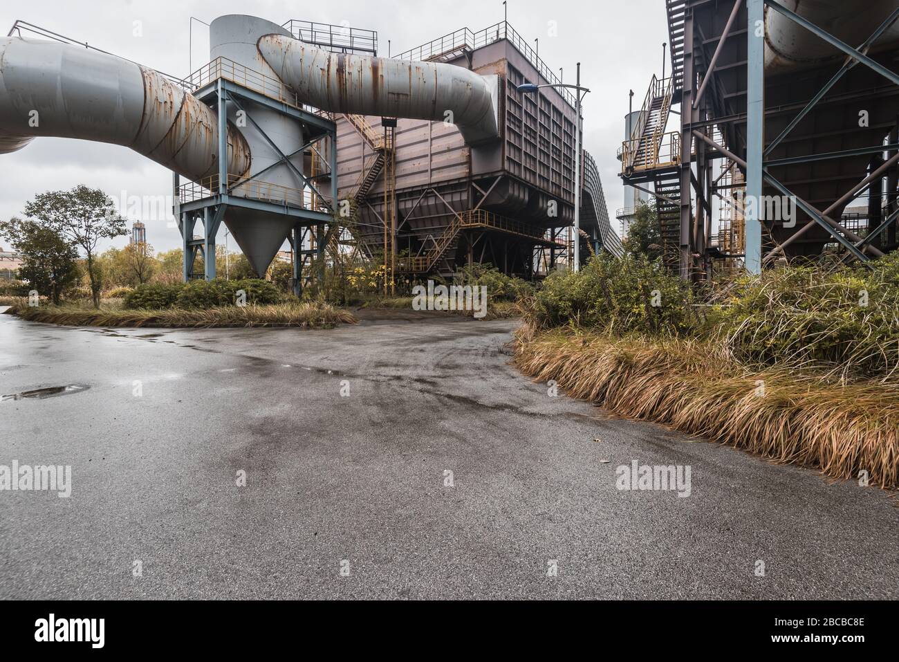 scene and details of an abandoned steel furnace building Stock Photo ...