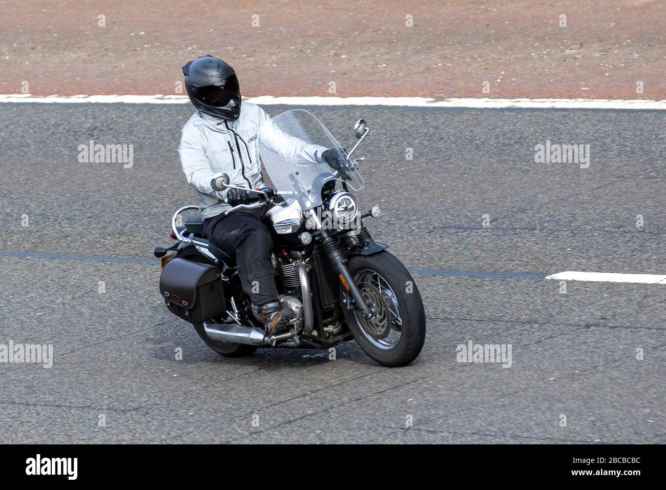 Triumph Motorbike rider; two wheeled transport, motorcycles, vehicle ...