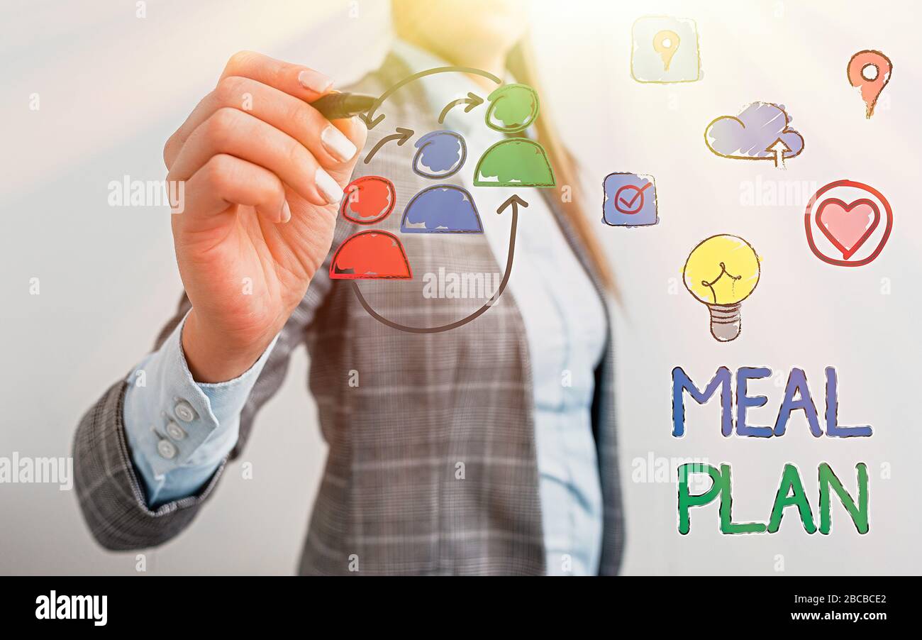 Writing note showing Meal Plan. Business concept for arrangement scheme ...