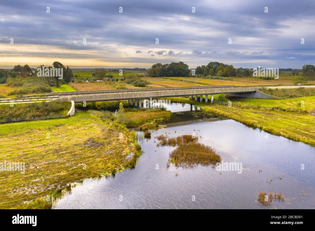 River bridge with wildlife underpass for otters and other aquatic ...