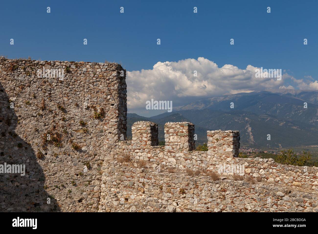 Walls of medieval castle Platamon, Greece. Summer time Stock Photo - Alamy