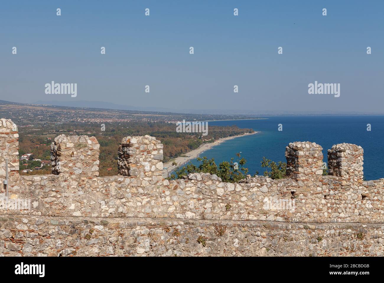 Walls of medieval castle Platamon, Greece. Summer time Stock Photo - Alamy