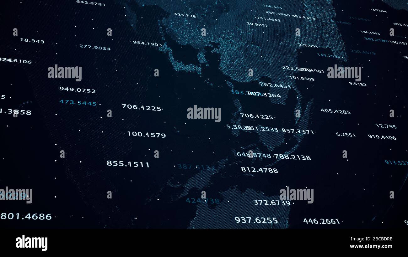 Illustration of charts flowing counters of dynamic numbers, symbols of ...