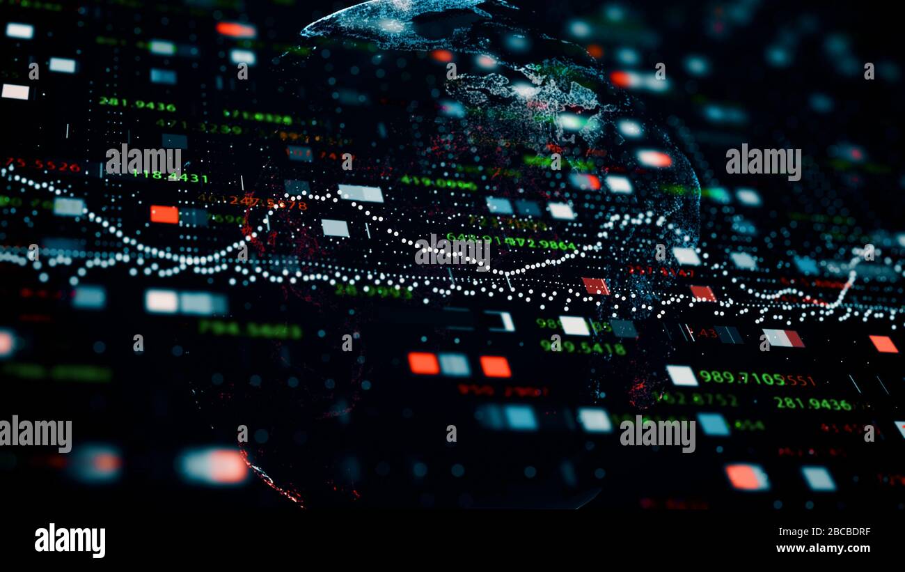 Illustration of charts flowing counters of dynamic numbers, symbols of ...