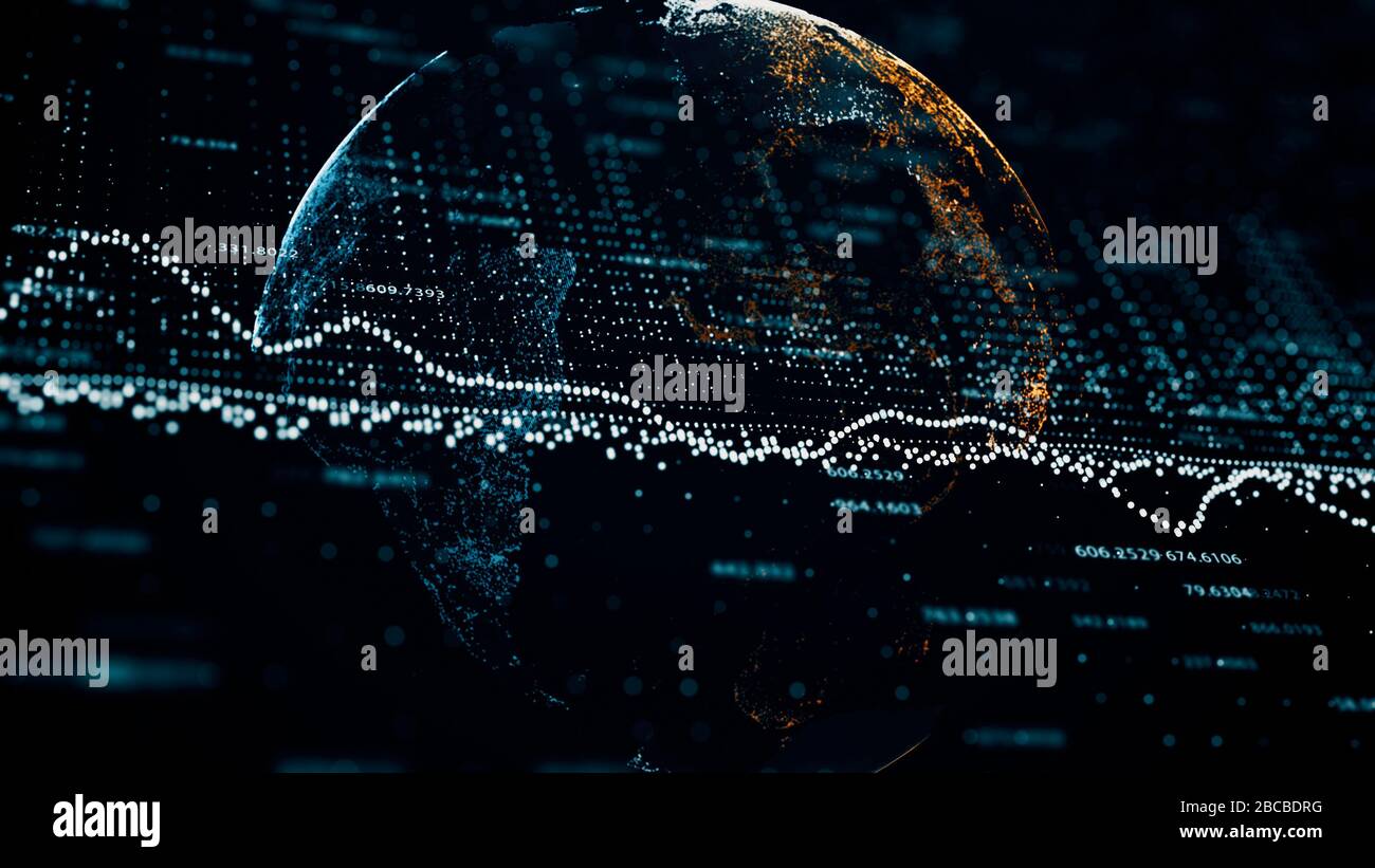 Illustration of charts flowing counters of dynamic numbers, symbols of ...