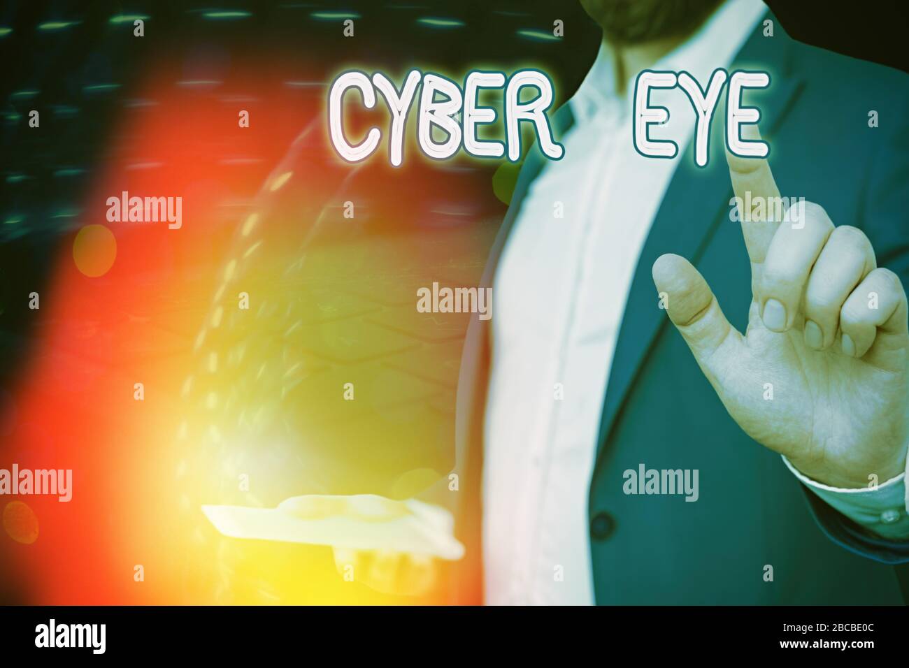 Conceptual hand writing showing Cyber Eye. Concept meaning tool engages ...