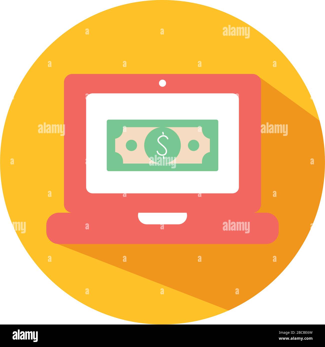 shopping online concept, laptop computer with money bill icon on screen ...