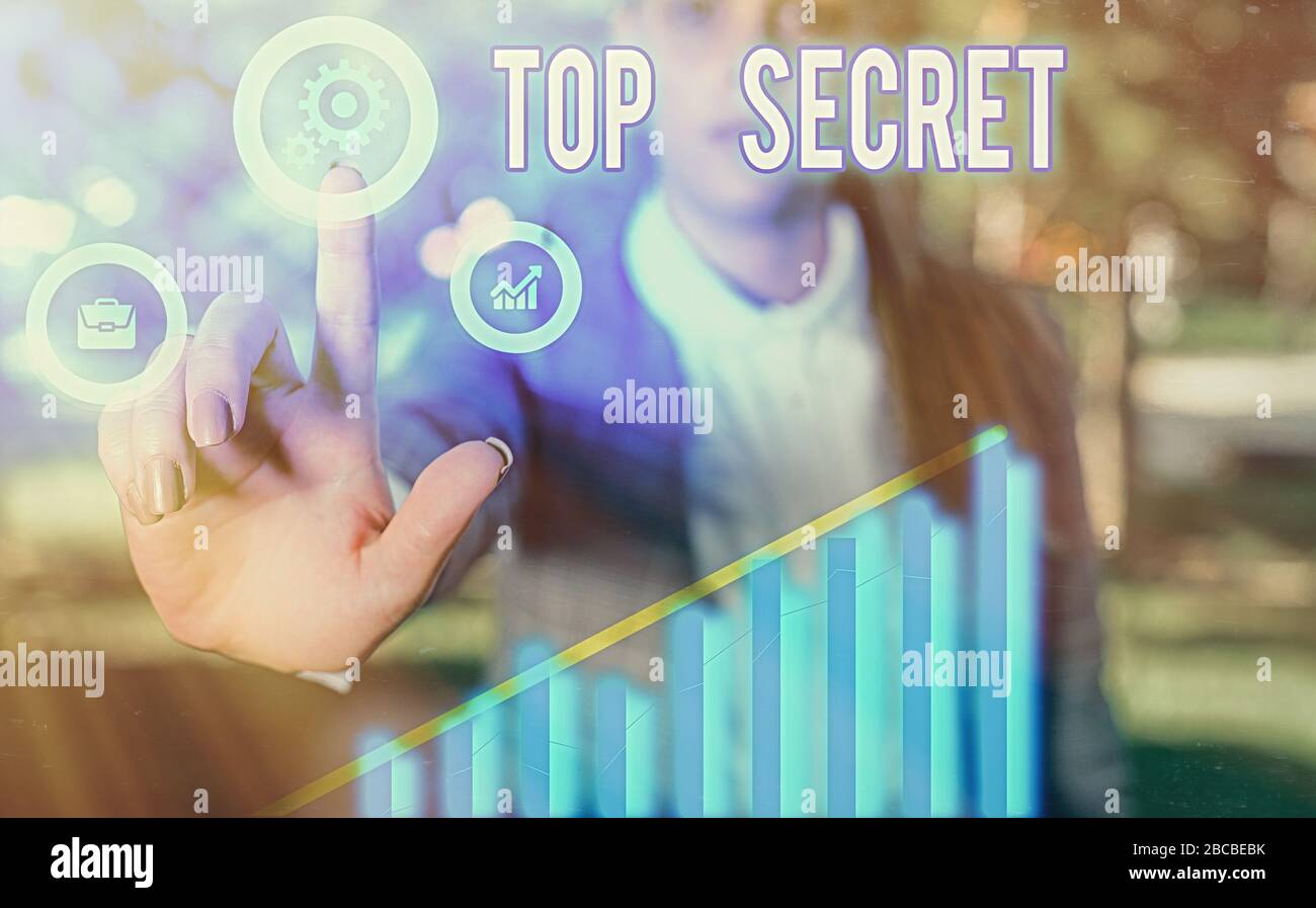 Handwriting text writing Top Secret. Conceptual photo protected by a ...