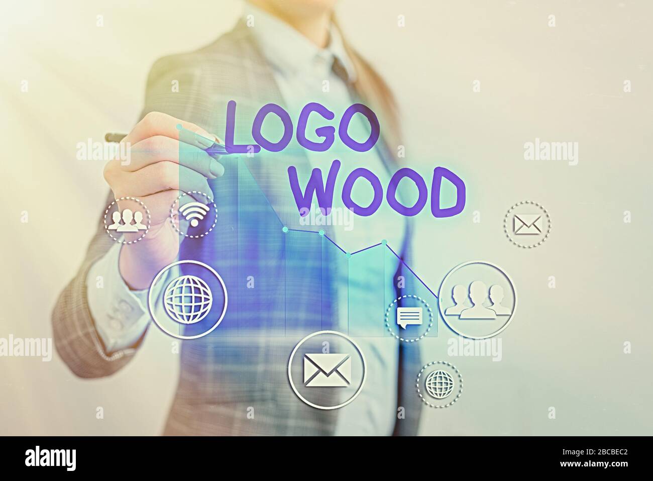 Conceptual hand writing showing Logo Wood. Concept meaning Recognizable ...