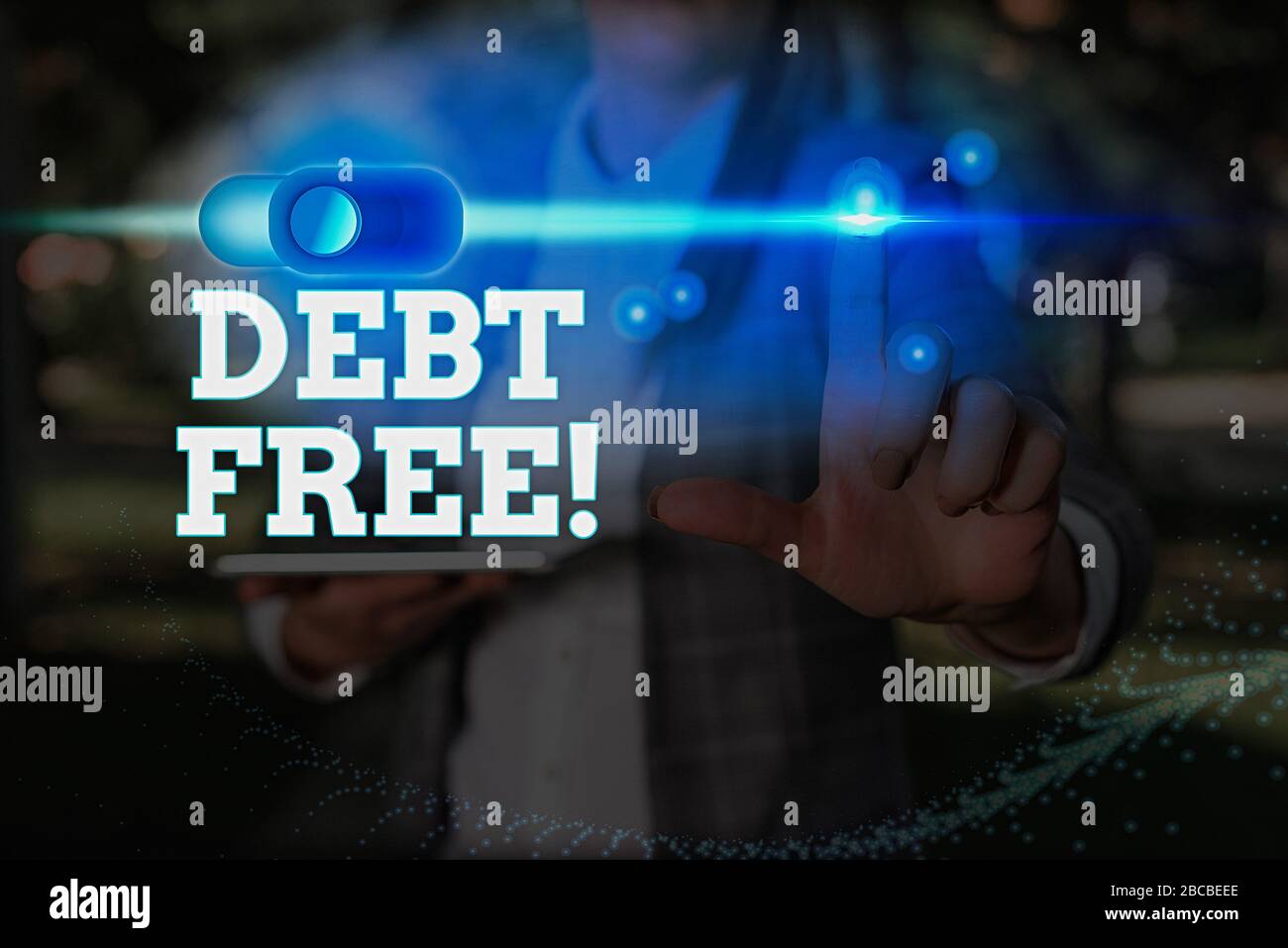 Conceptual hand writing showing Debt Free. Concept meaning does not ...
