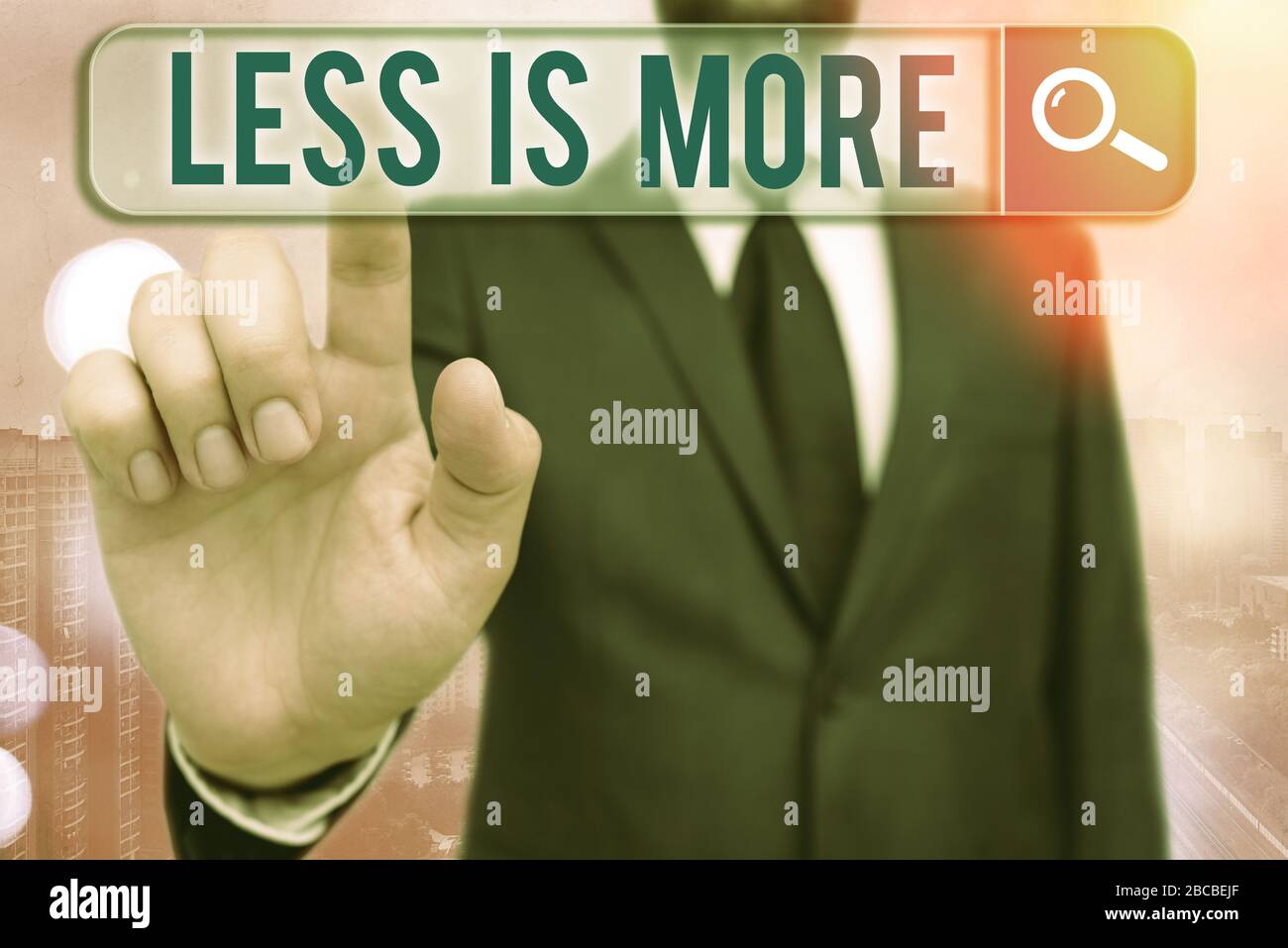 Writing note showing Less Is More. Business concept for used to express ...