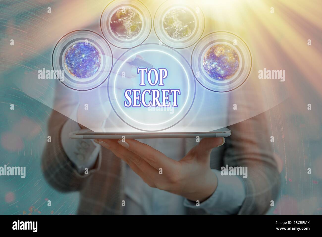 Word writing text Top Secret. Business photo showcasing protected by a ...