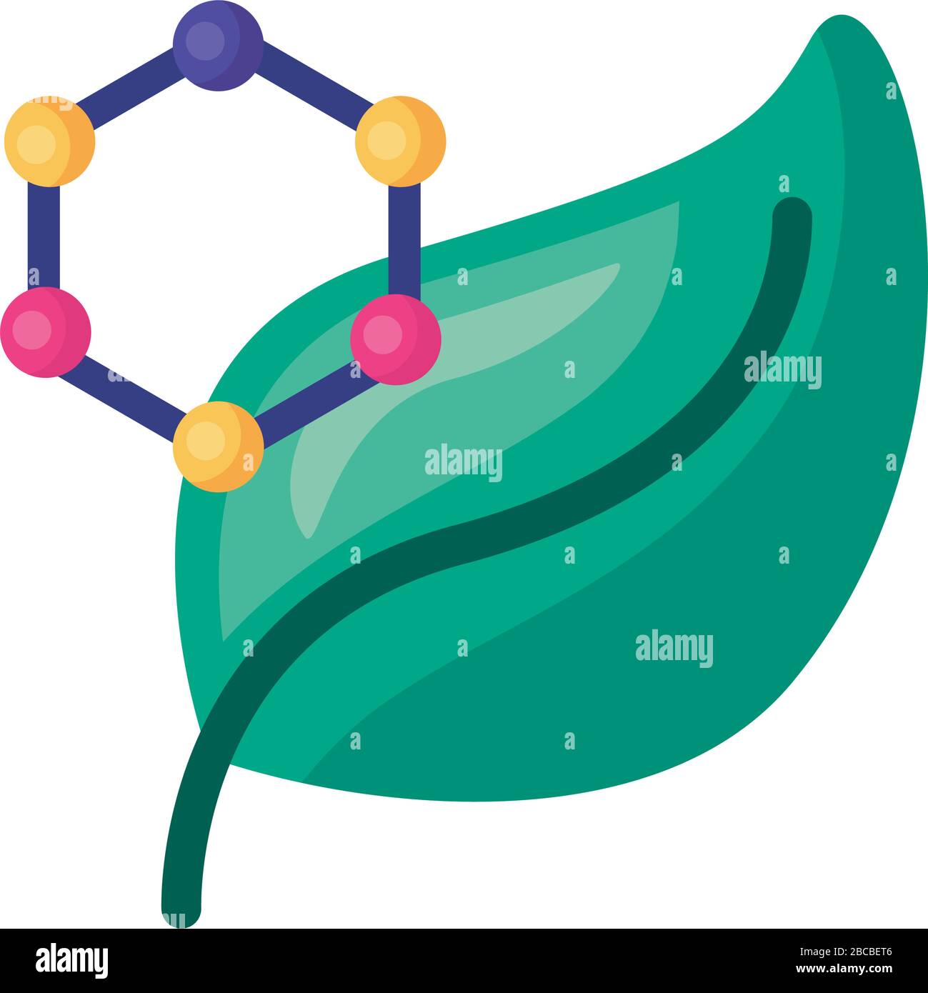 dna molecule structure with leaf plant detailed style icon Stock Vector ...
