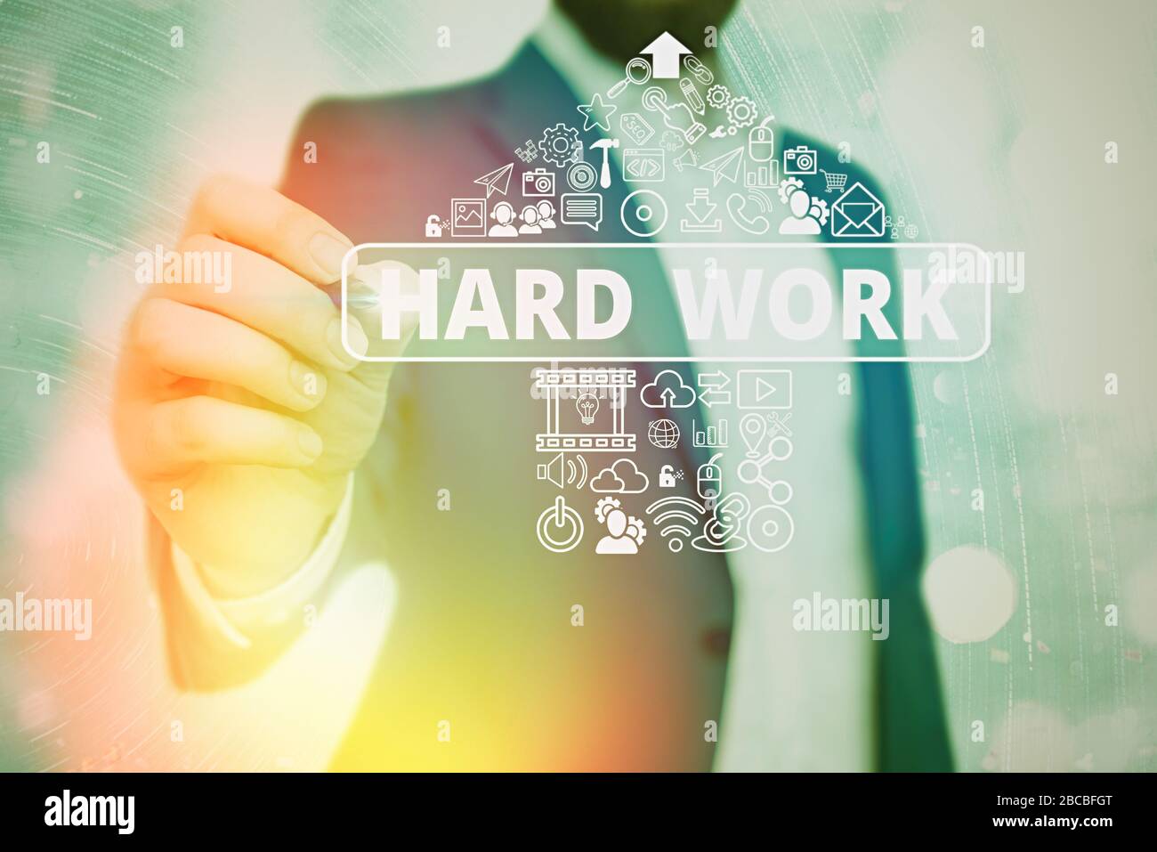 Text sign showing Hard Work. Business photo text always putting a lot ...