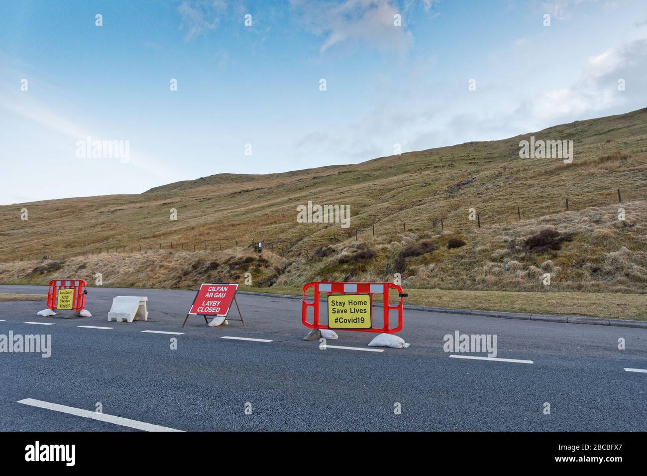 A lay-by has been shut off on the A470 near Storey Arms in the Brecon ...