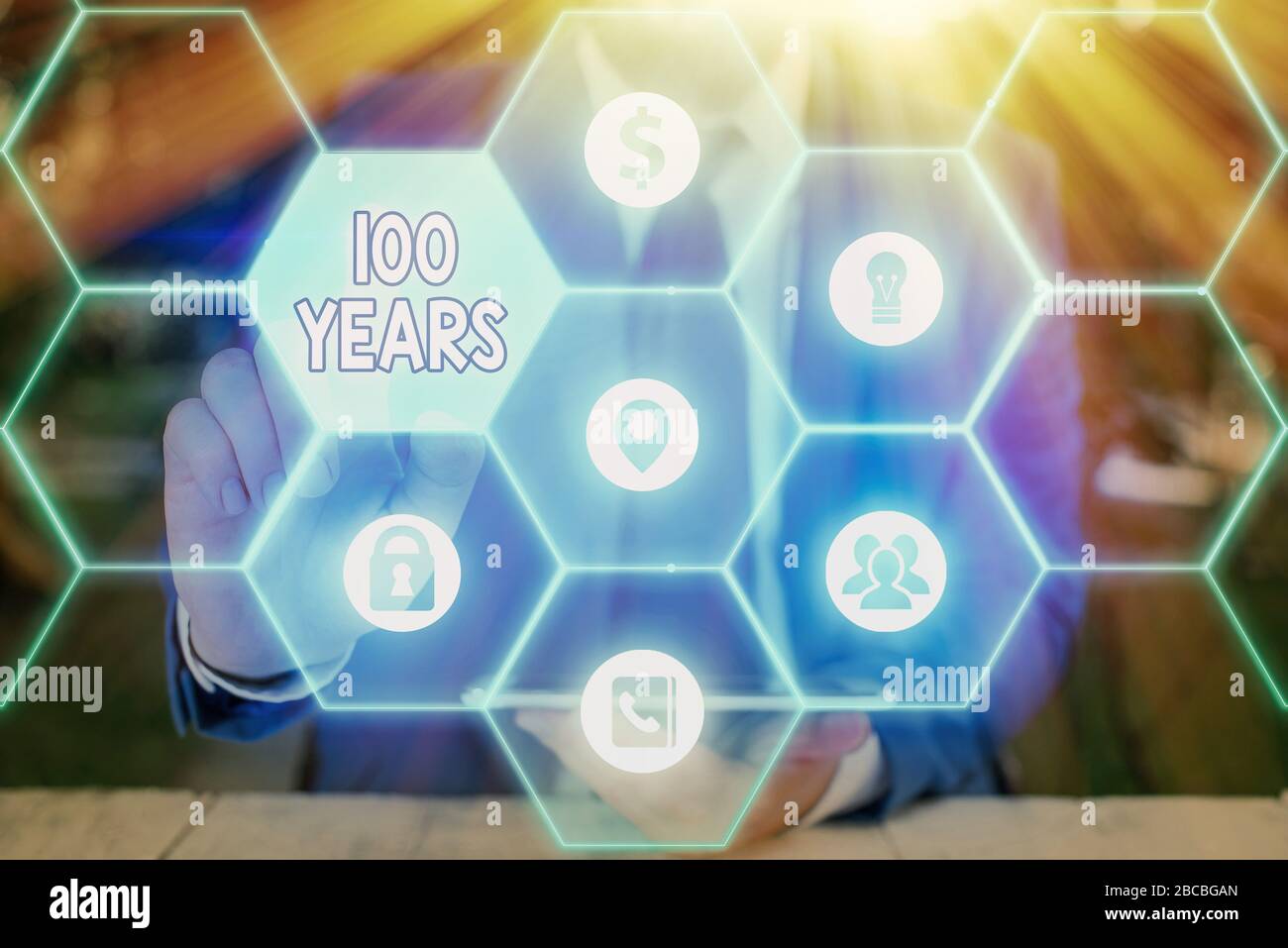 Text sign showing 100 Years. Business photo text Remembering special ...