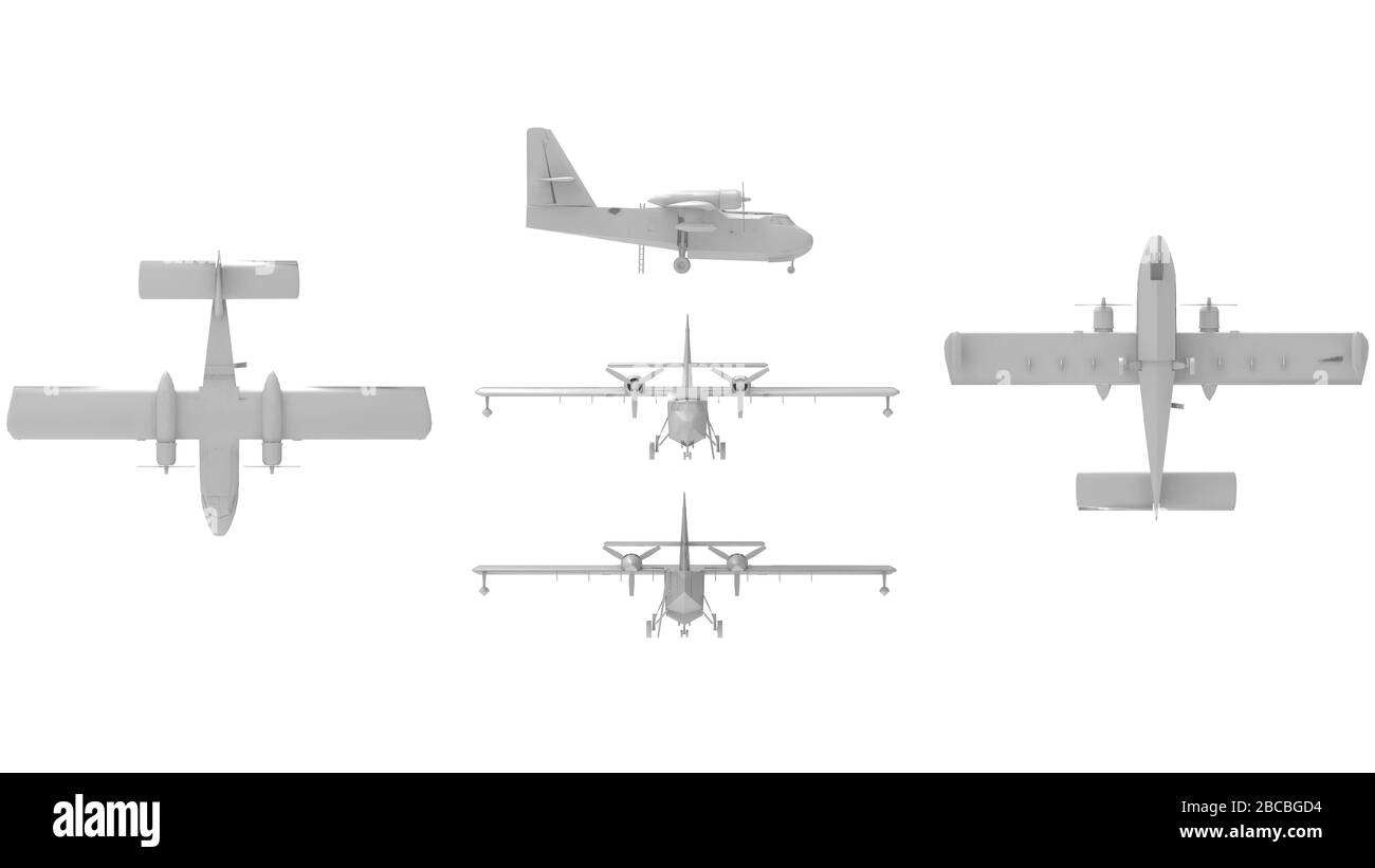 3D rendering of a propellor fire airplane aeroplane isolated Stock ...