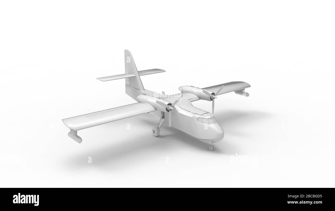 3D rendering of a propellor fire airplane aeroplane isolated Stock ...
