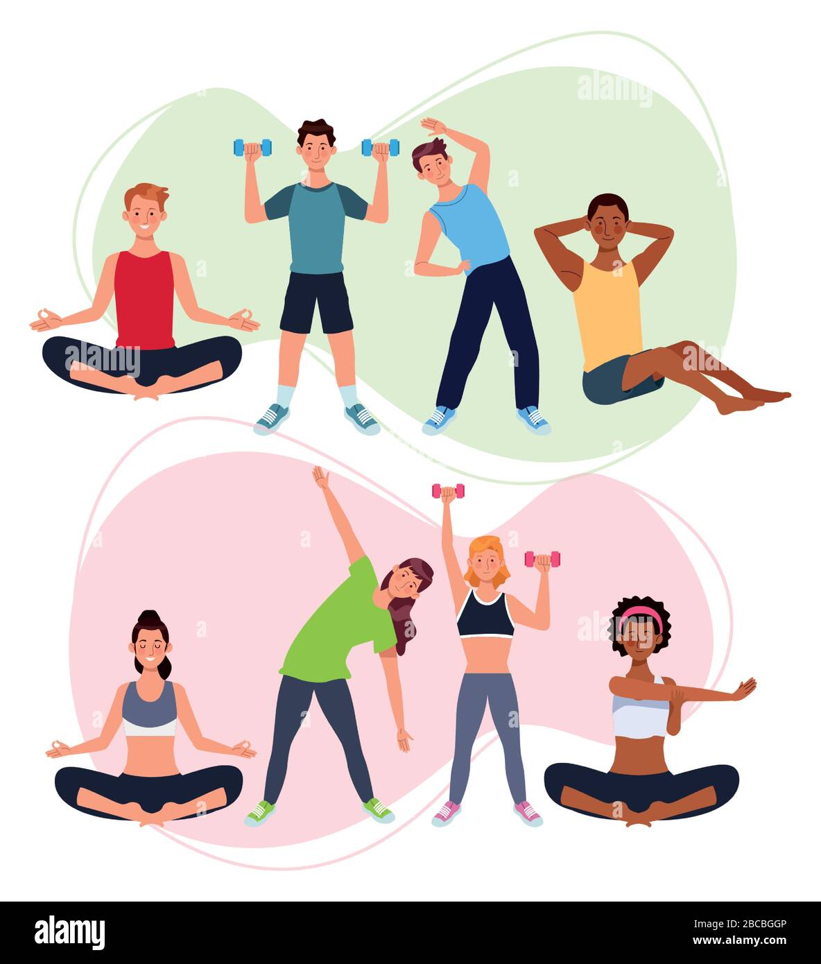 people practicing exercise athletes characters Stock Vector Image & Art ...