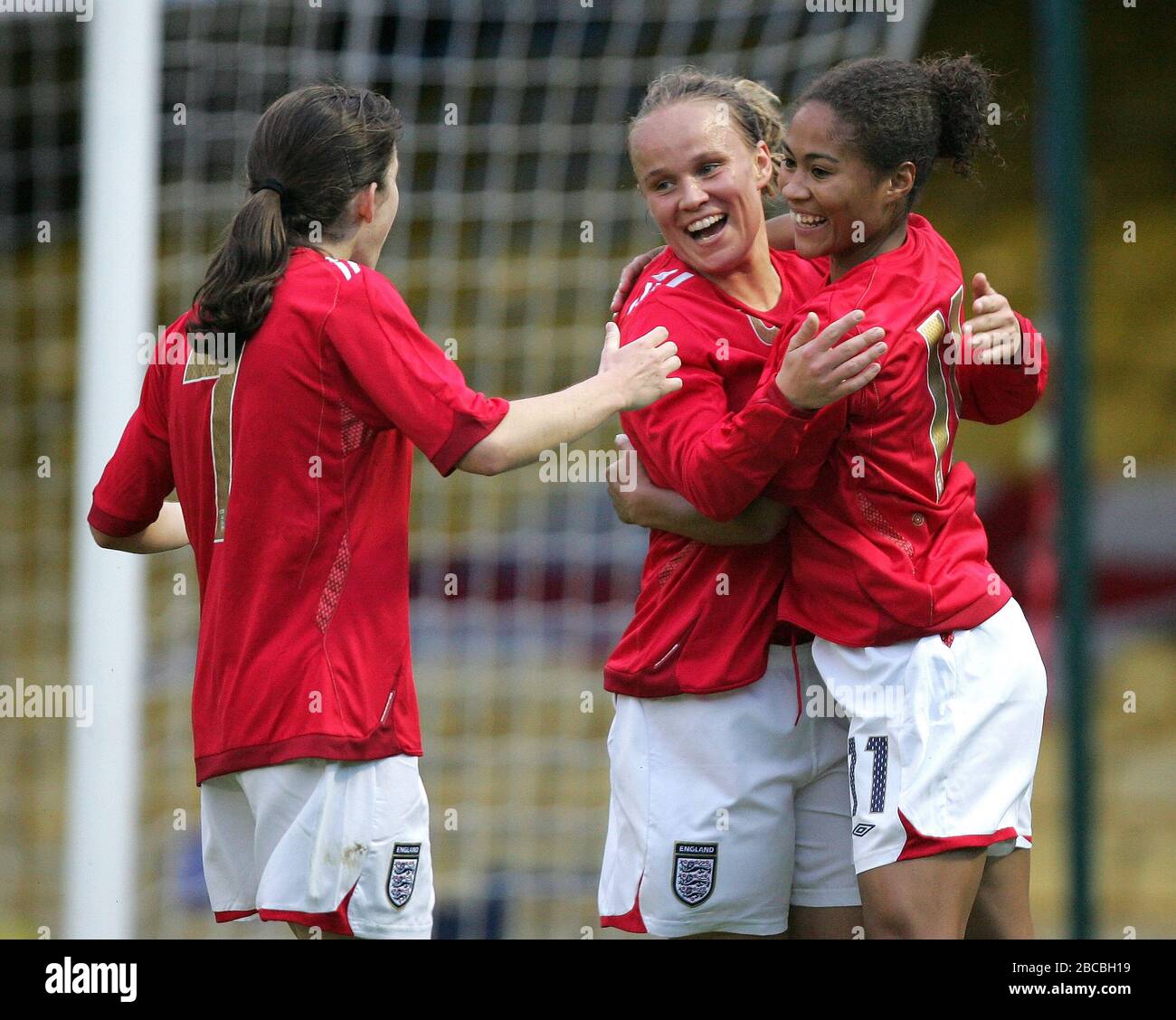Rachel Yankey of England (right) celebrates opening the scoring with ...
