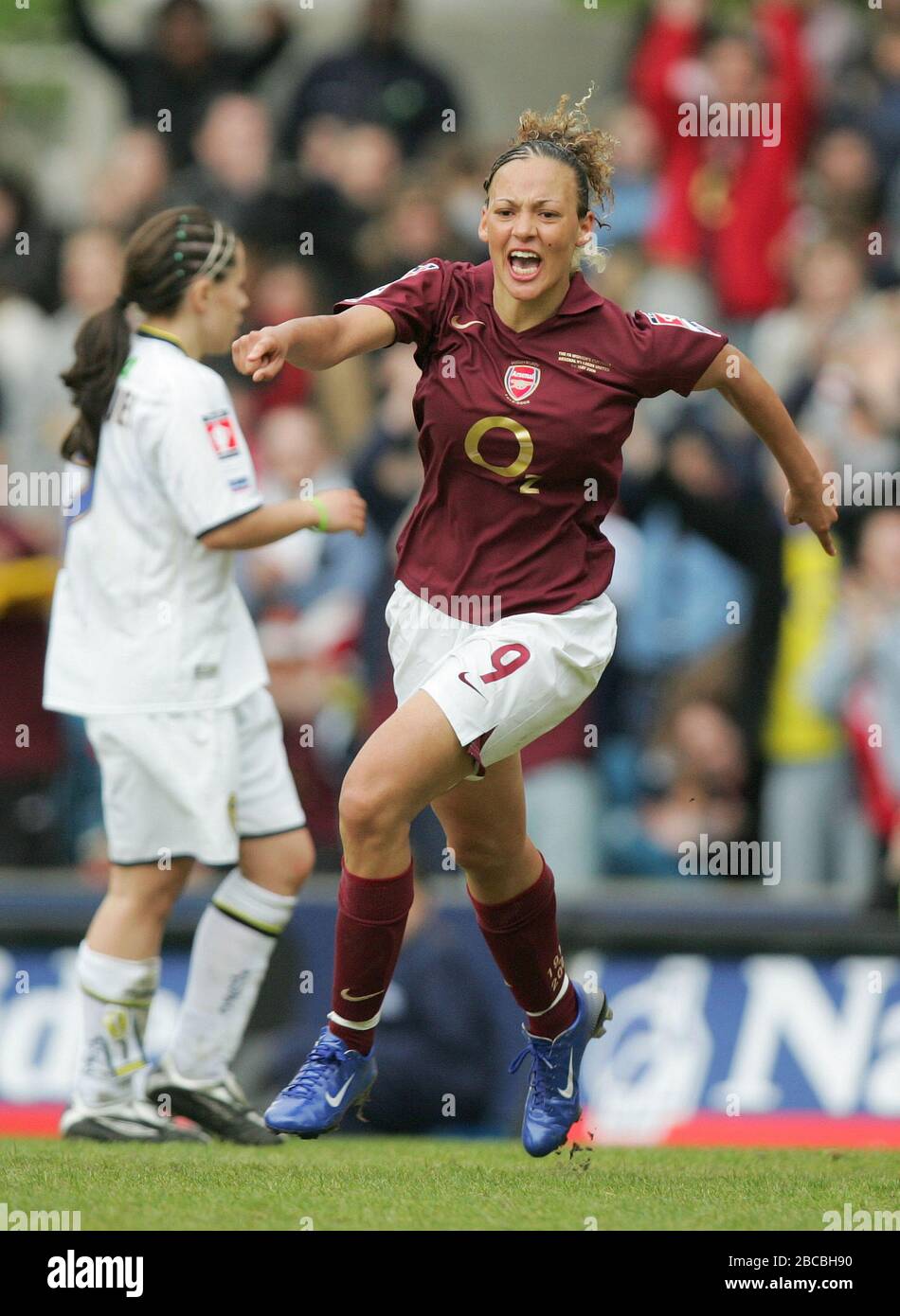 Lianne Sanderson celebrates having made it 5-0 to the Gunners Stock ...