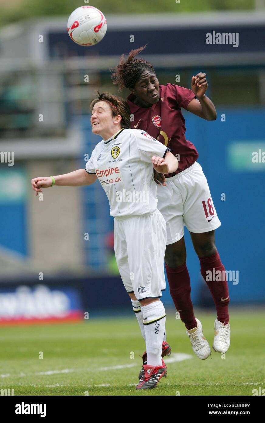 Anita Asante (right) wins an aerial battle for the Gunners Stock Photo ...