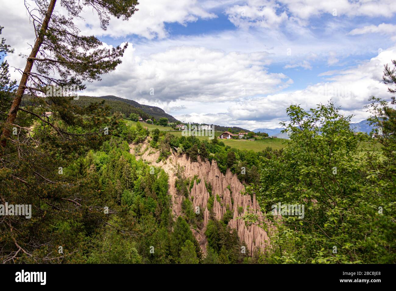View of the Earth pyramids, Piramidi di terra in Ritten, Bolzano alps ...