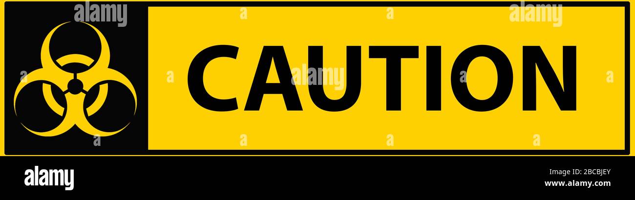Caution - text and biohazard warning symbol on yellow black caution ...