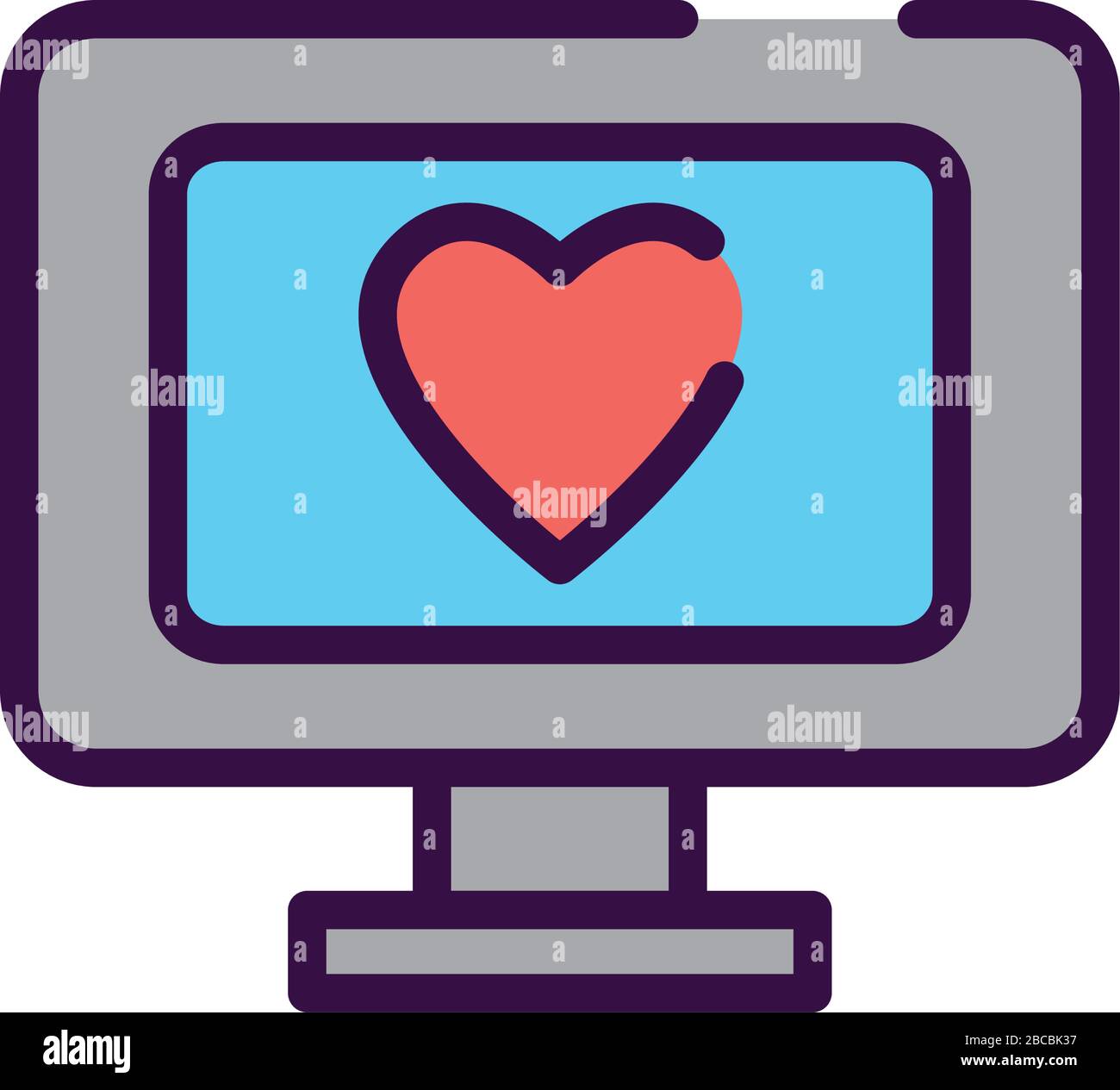 healthcare concept, heart monitor icon over white background, line ...