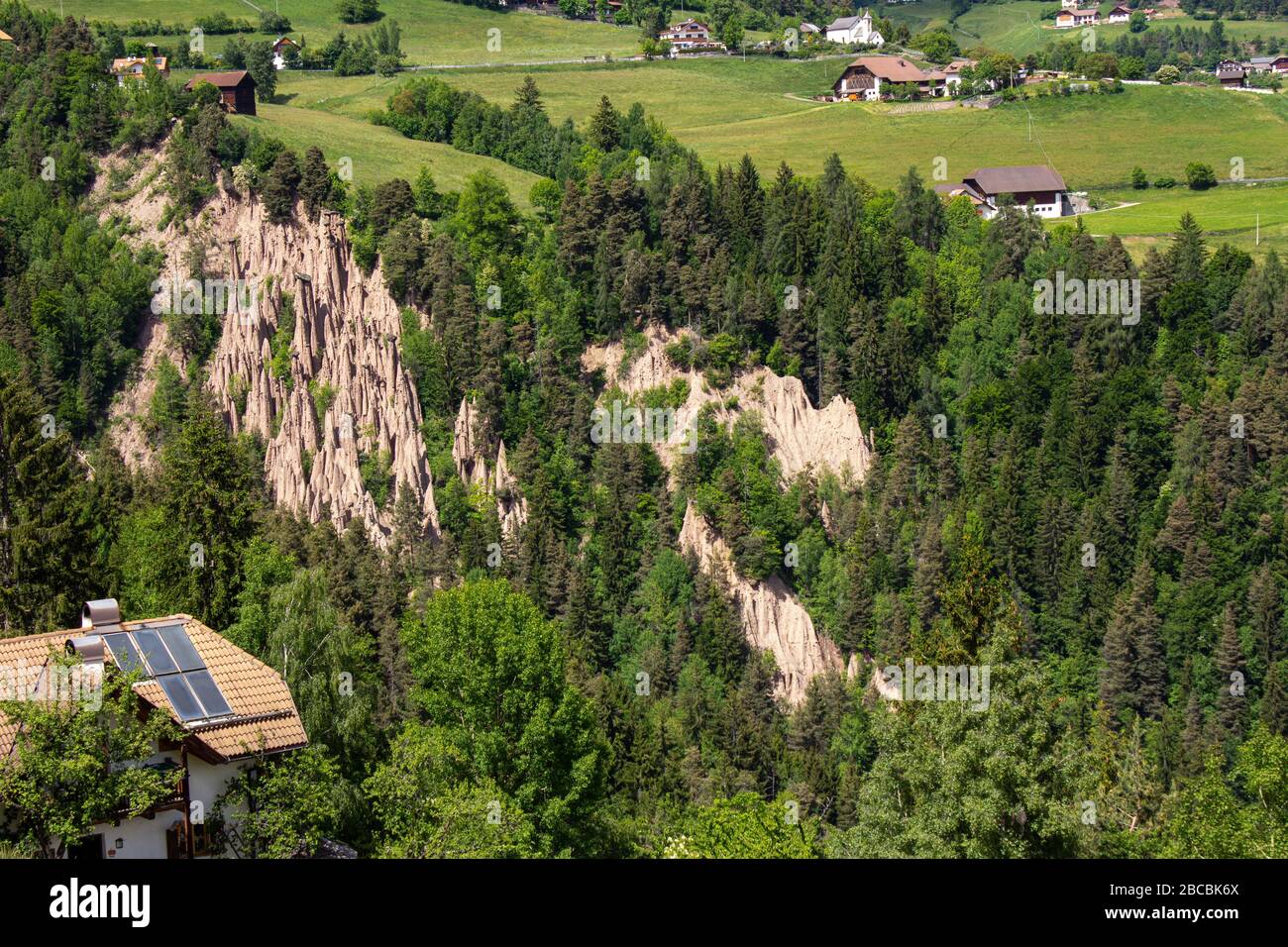 View of the Earth pyramids, Piramidi di terra in Ritten, Bolzano alps ...