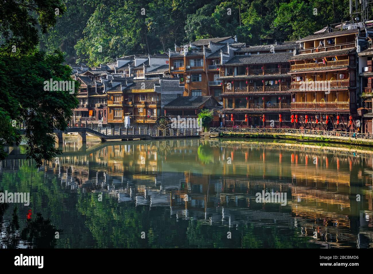 Feng Huang, China - August 2019 : Retro vintage sepia view of the old ...