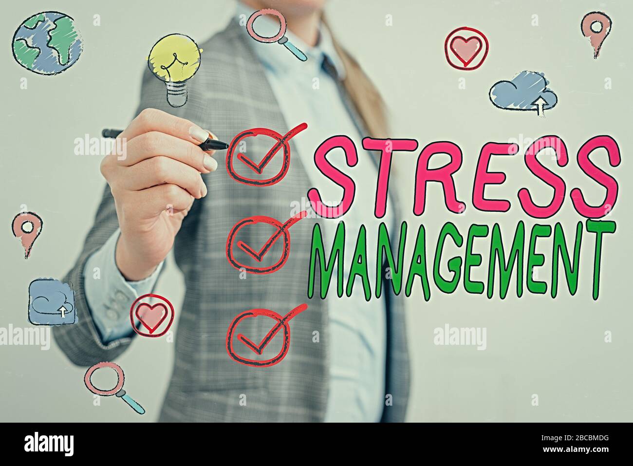 Writing note showing Stress Management. Business concept for method of ...