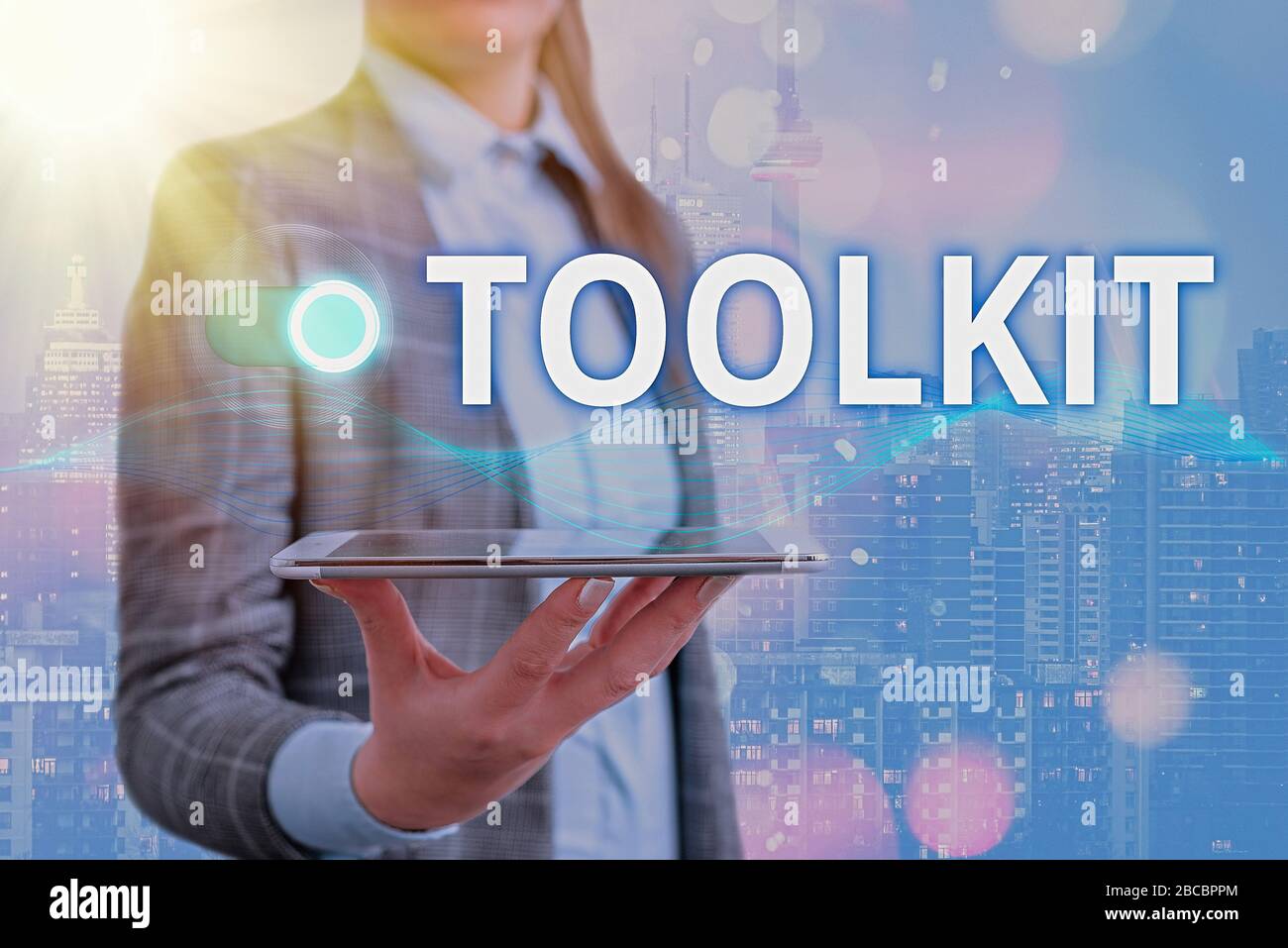 Text sign showing Toolkit. Business photo showcasing set of tools kept ...