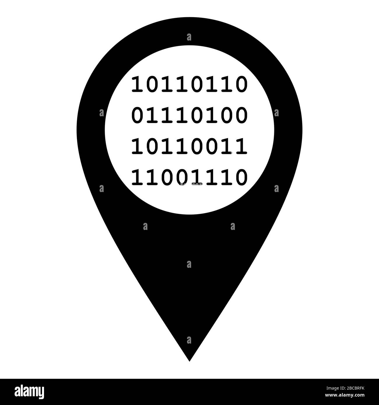 Binary code and location pin Stock Photo - Alamy
