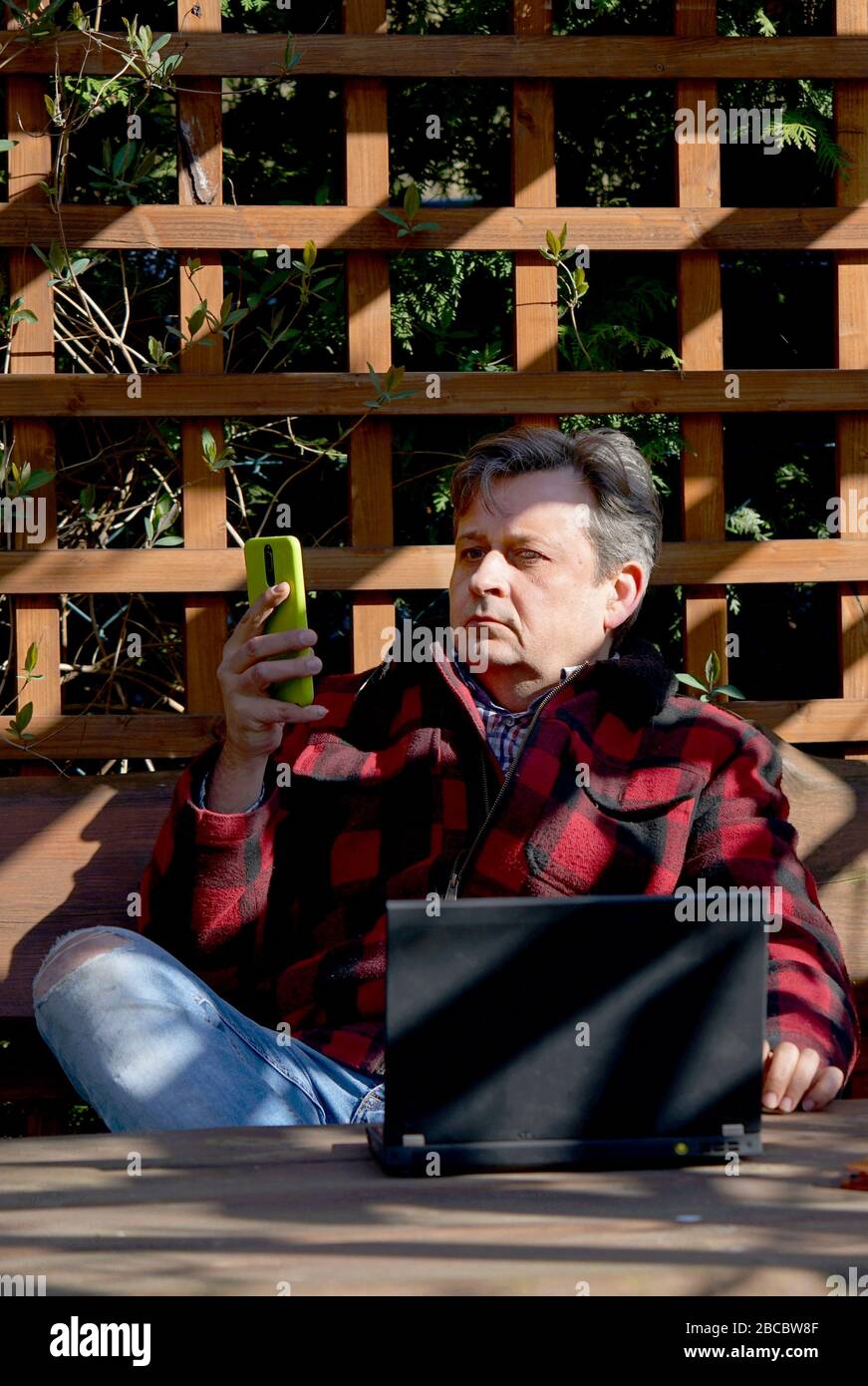 Bench in worker village hi-res stock photography and images - Alamy