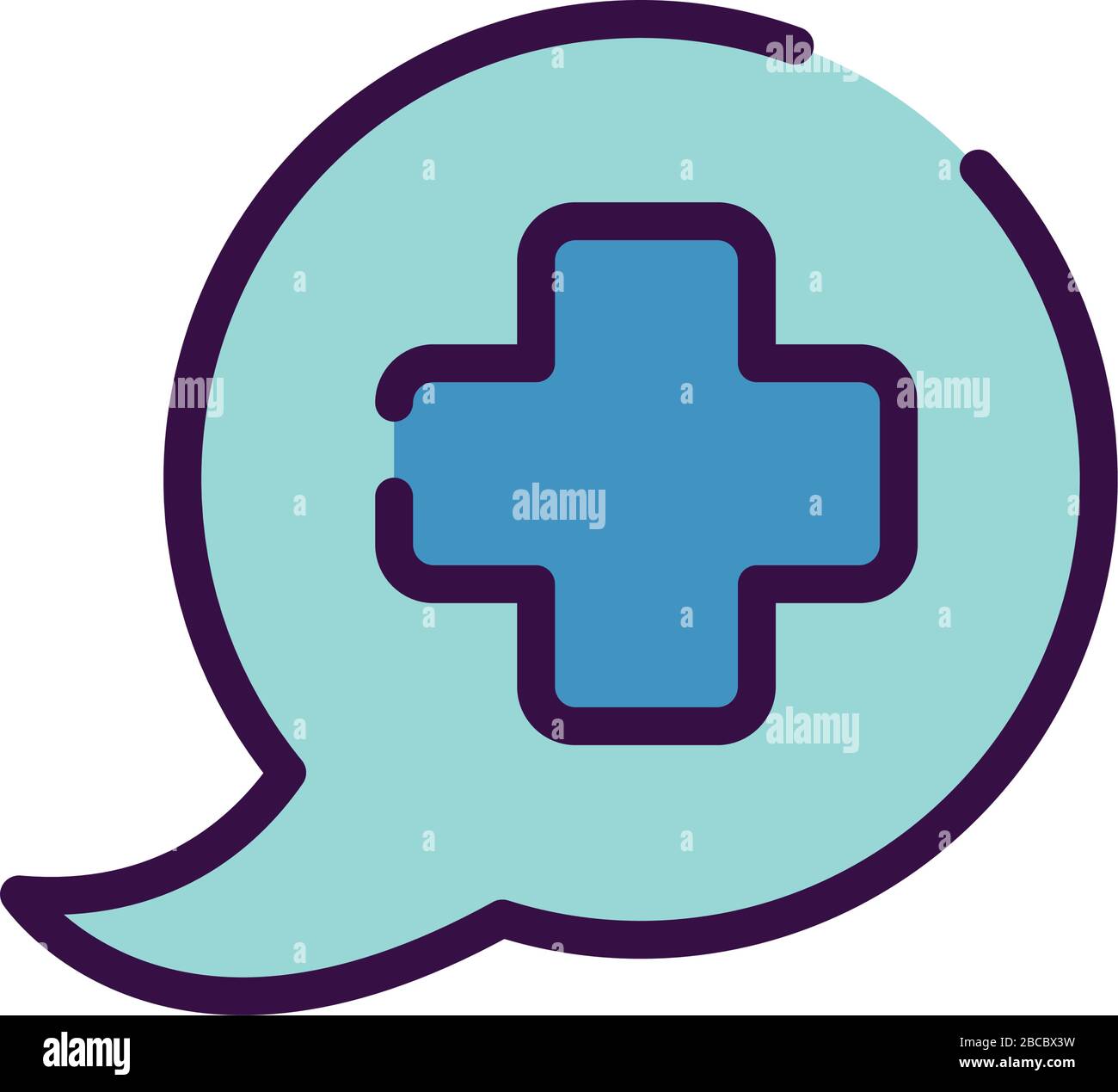 healthcare concept, speech bubble with medical cross icon over white ...