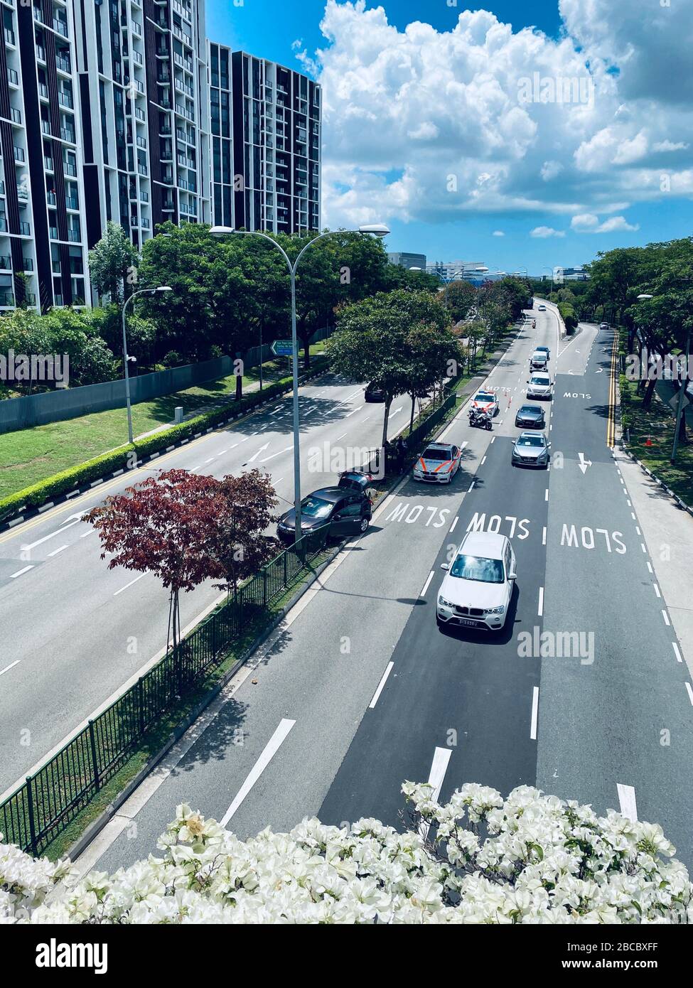 The Road accident of a car running on road divider Stock Photo - Alamy
