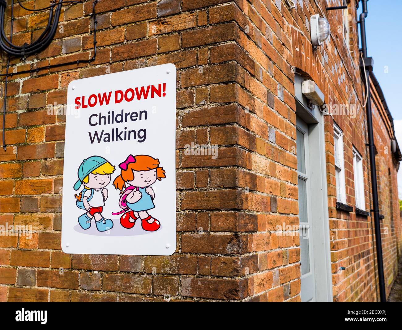 Slow Down Children Walking Sign, Ferry Lane, Great Bedwyn, Wiltshire ...