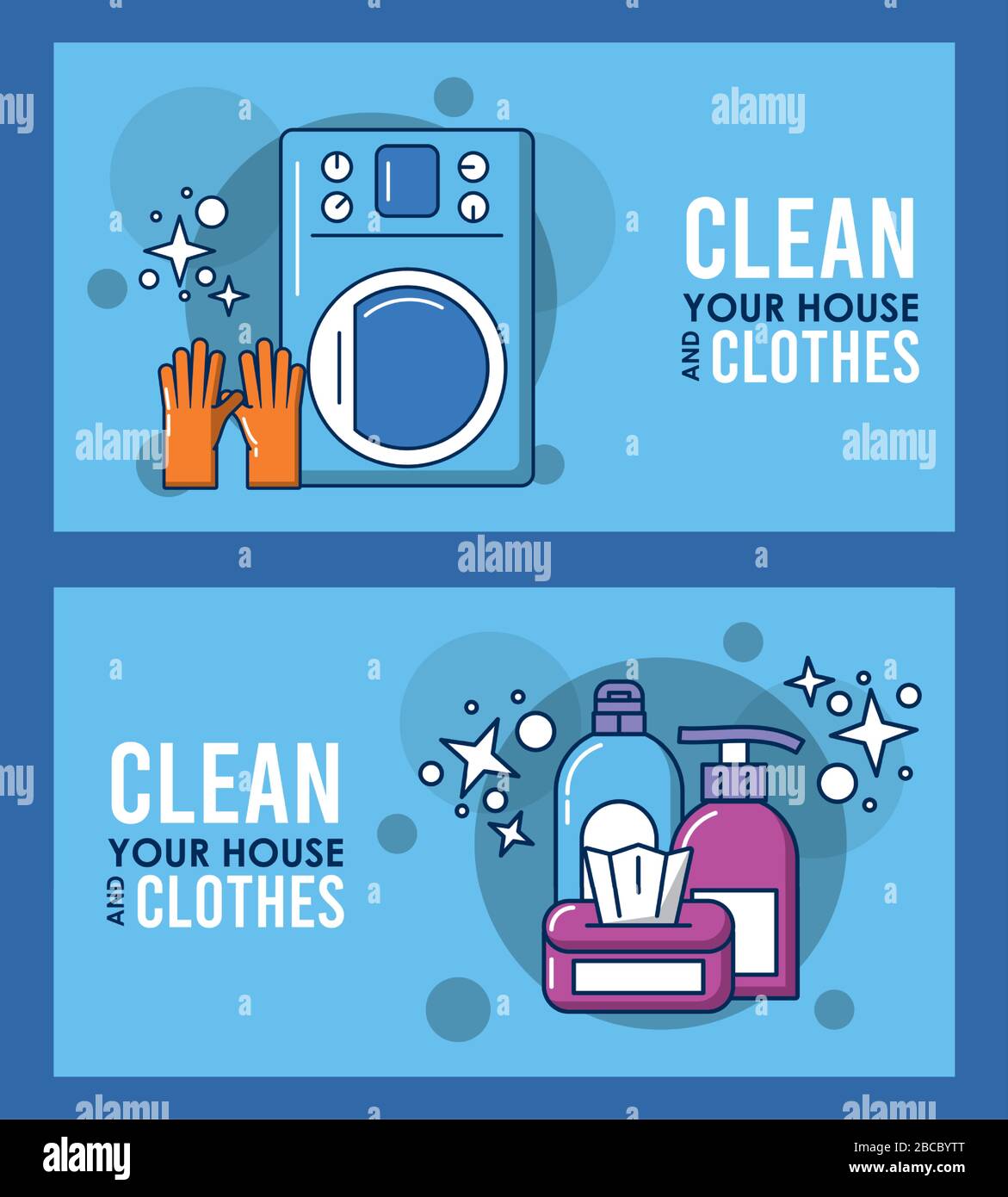 clean your house and clothes lettering with equipment Stock Vector ...