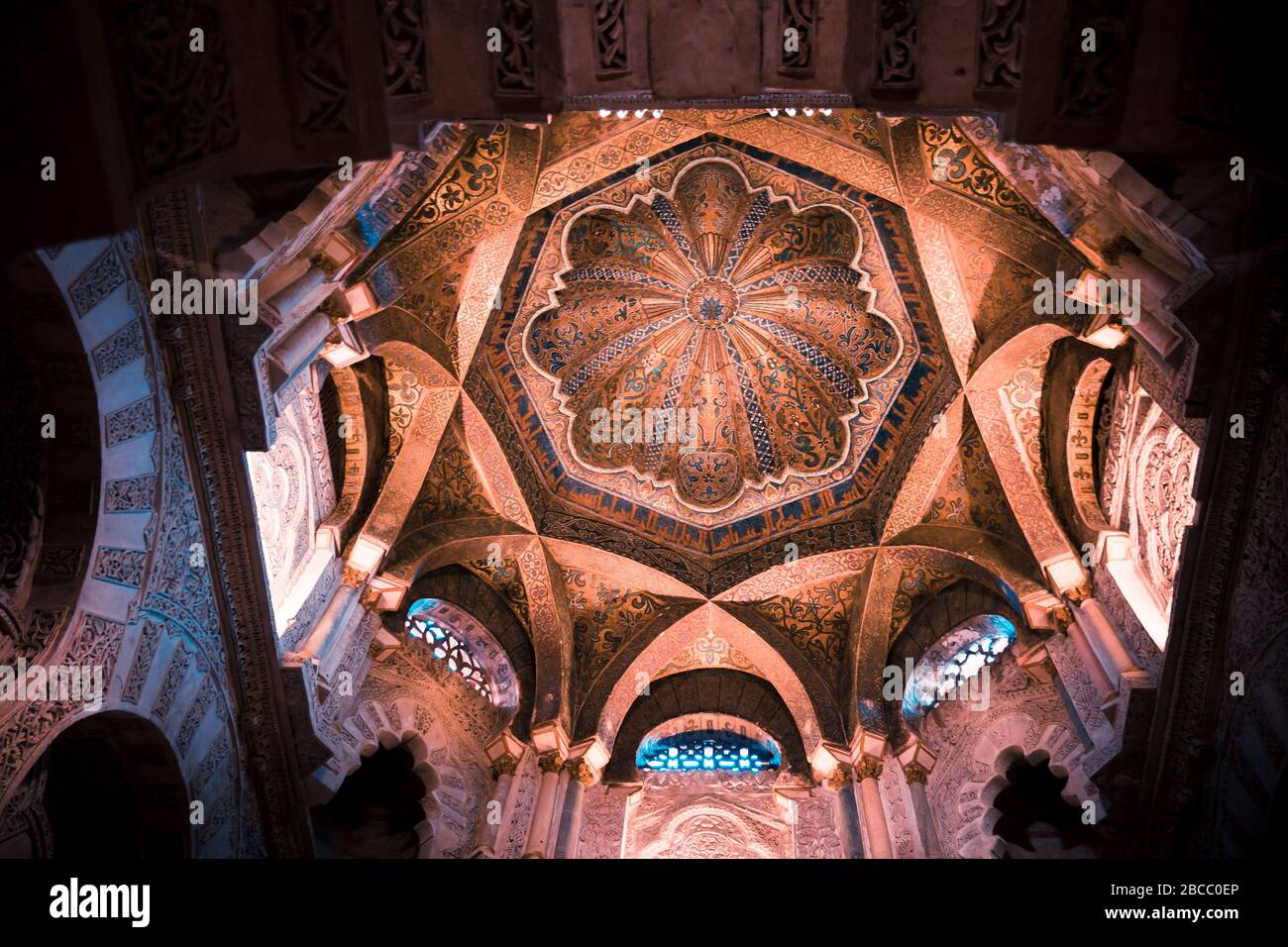 Interior Circular Ceiling of the Mosque Cathedral (Mezquita Catedral ...